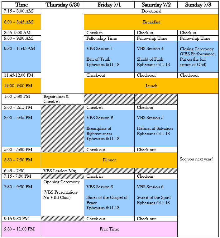 Vbs Rotation Schedule Template